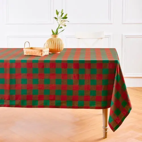 SOLINO HOME Linen Table Throwbuffalo Check - Red And Green