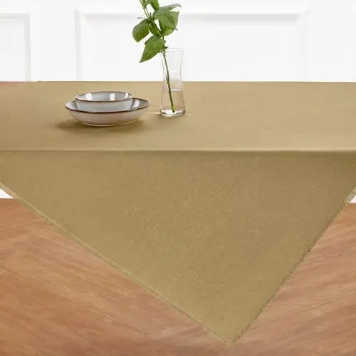 SOLINO HOME Linen Table Throwfringe, 52" X 52 - Kelp