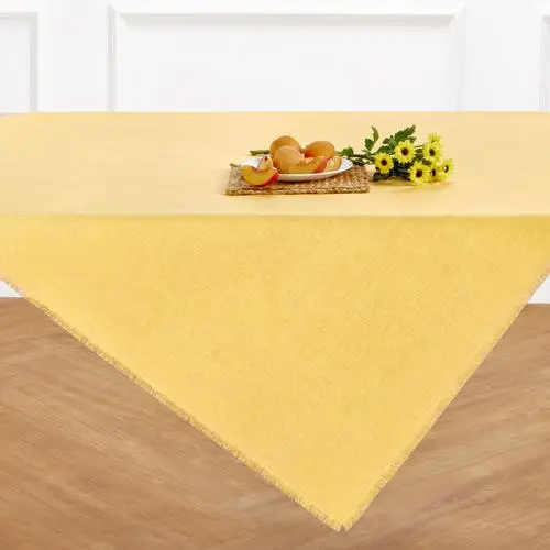 SOLINO HOME Linen Table Throwfringe - Marigold Yellow