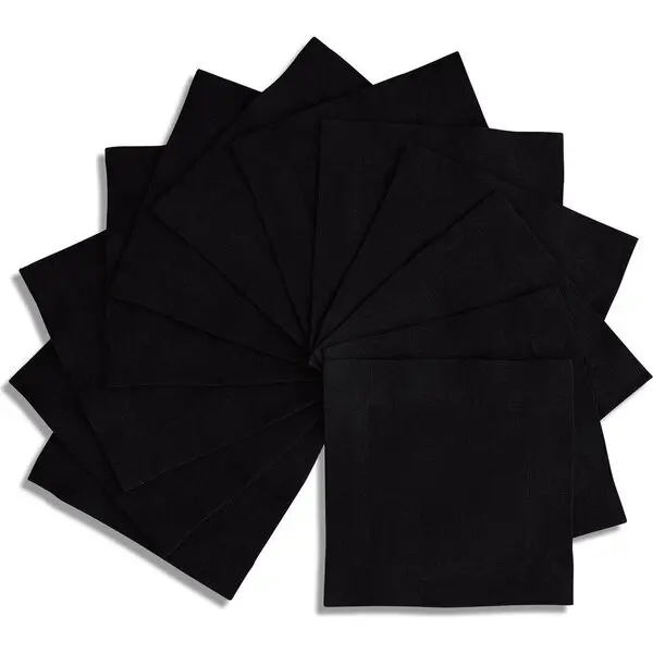 Solino Home Linen Cocktail Napkins Set Of 12 - Black