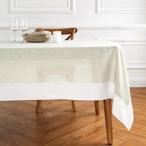 SOLINO HOME Linen Table Throwcontempo - White And Natural
