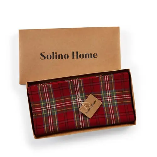 SOLINO HOME Linen Table Throwclassic Tartan Plaid