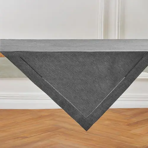 SOLINO HOME Linen Table Throwmilan - Charcoal Grey