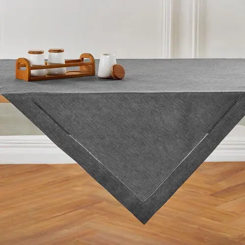 SOLINO HOME Linen Table Throwmilan - Charcoal Grey