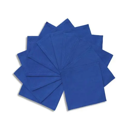 Solino Home Cotton Plain Cocktail Napkins Set Of 12, 6 X 6 Inch For Dining Table - Blue
