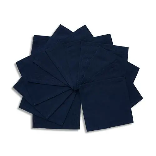 Solino Home Cotton Plain Cocktail Napkins Set Of 12, 6 X 6 Inch For Dining Table - Navy
