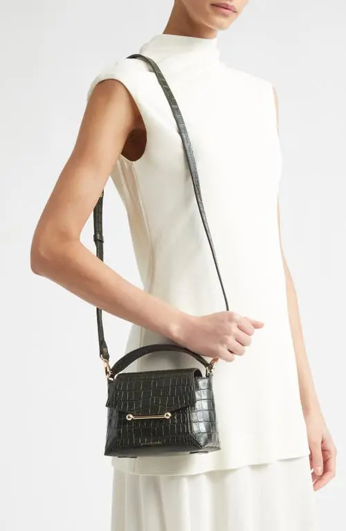 Strathberry Nano Mosaic Croc Embossed Leather Handbag - Forest
