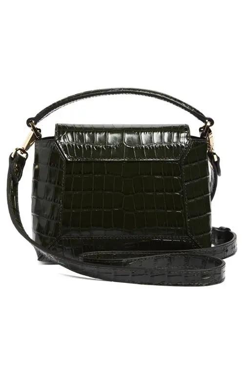 Strathberry Nano Mosaic Croc Embossed Leather Handbag - Forest