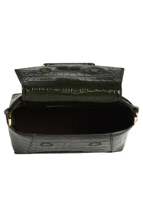 Strathberry Nano Mosaic Croc Embossed Leather Handbag - Forest