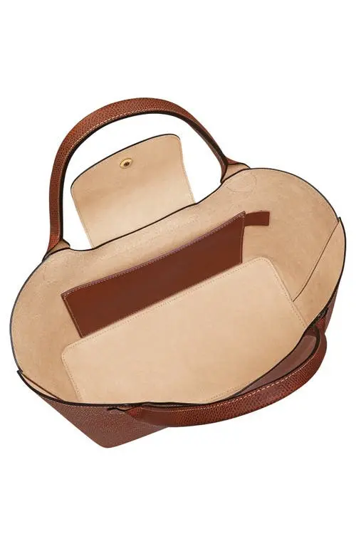 Longchamp Leather Shoulder Tote - Brown