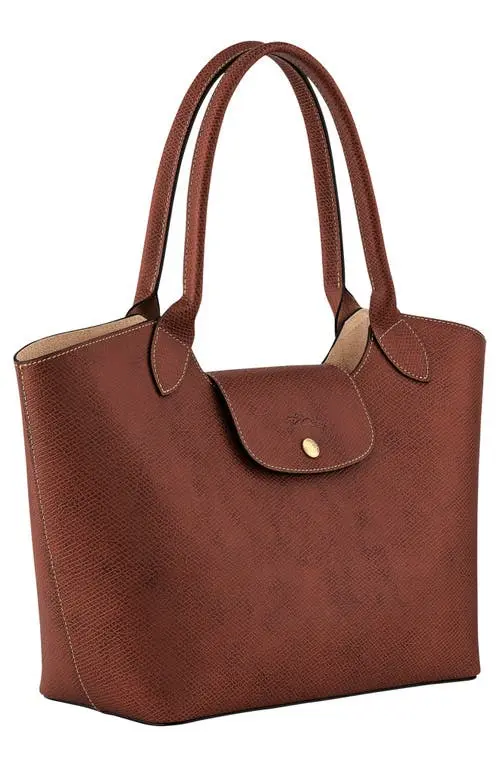 Longchamp Leather Shoulder Tote - Brown