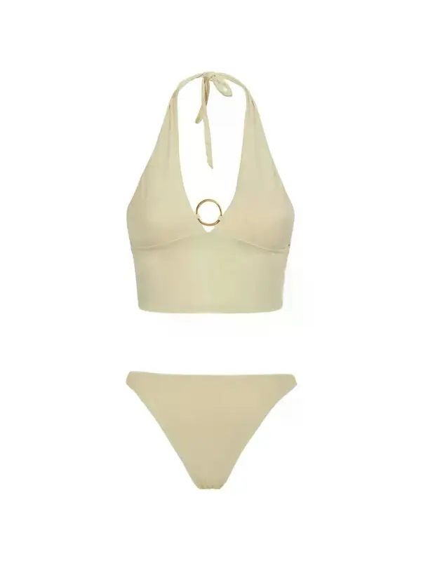 TALLER MARMO Ring-detail Halterneck Bikini Set - Neutrals
