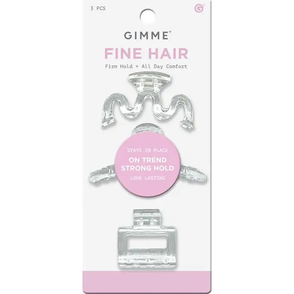 GIMME BEAUTY 3-pack Claw Clips - Metallic Silver
