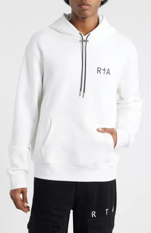 RtA Dion Cross Logo Graphic Hoodie - White Black Cross