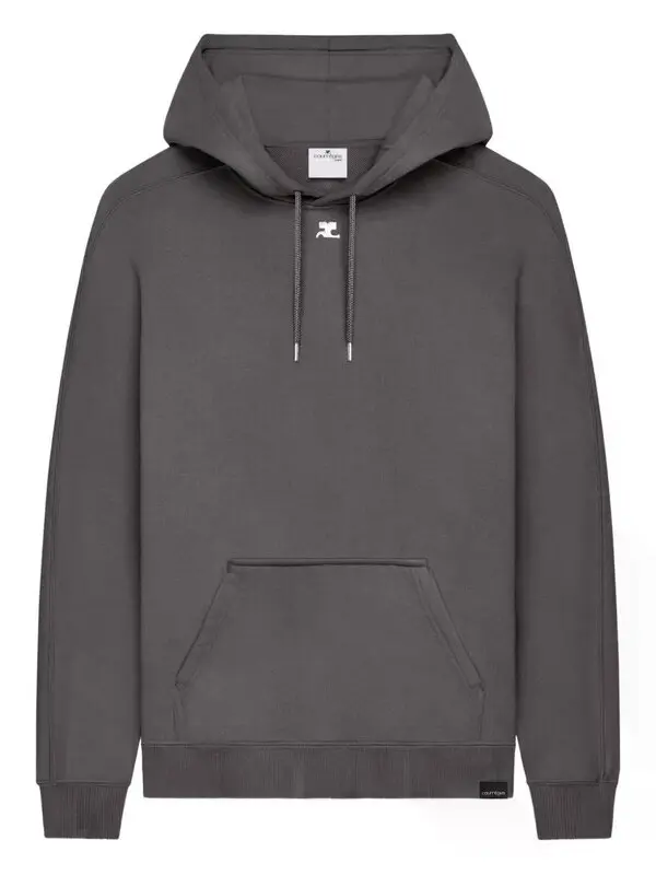 COURREGES Logo-embroidered Hoodie - Grey