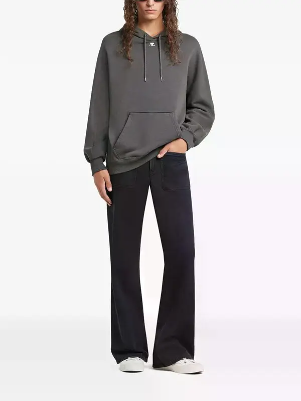 COURREGES Logo-embroidered Hoodie - Grey