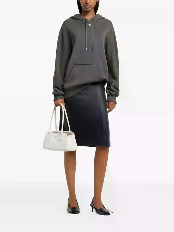 COURREGES Logo-embroidered Hoodie - Grey