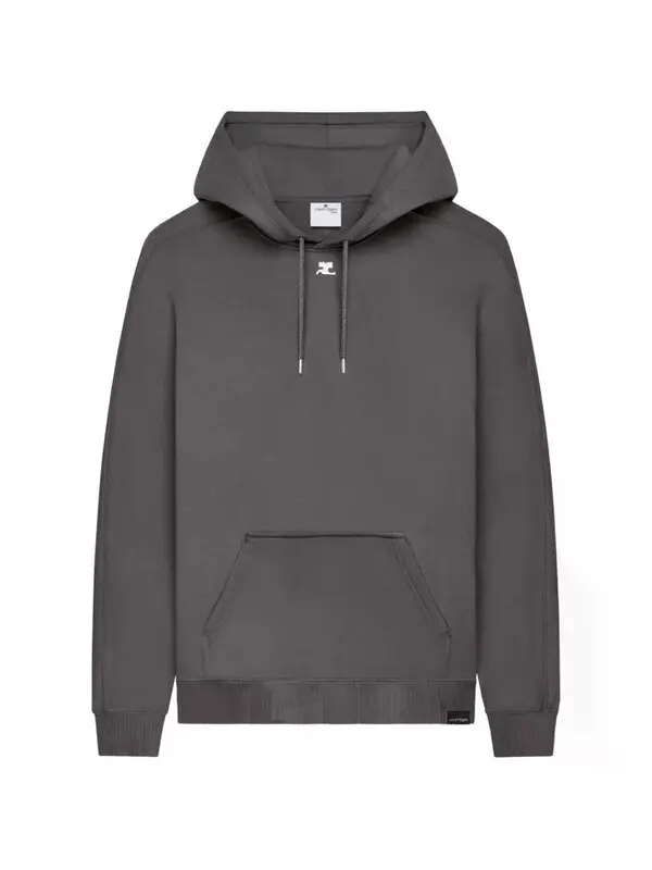 COURREGES Logo-embroidered Hoodie - Grey