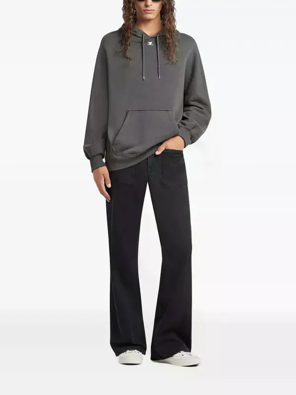 COURREGES Logo-embroidered Hoodie - Grey