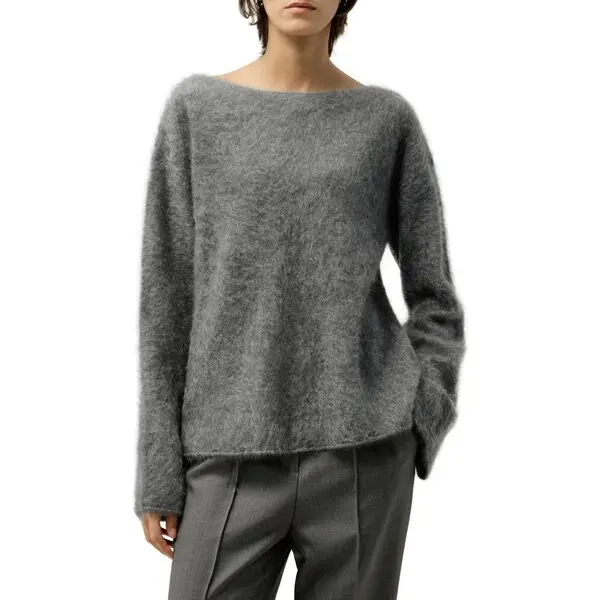 Lilysilk Boat-neck Brushed Cashmere Sweater - Thunder