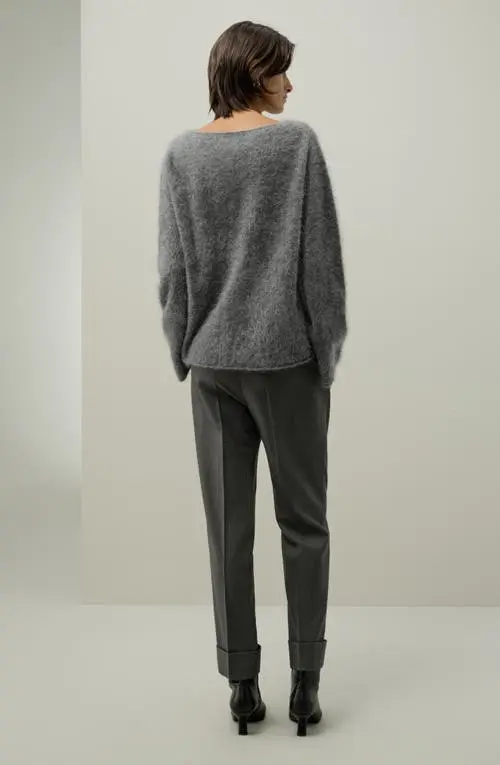Lilysilk Boat-neck Brushed Cashmere Sweater - Thunder