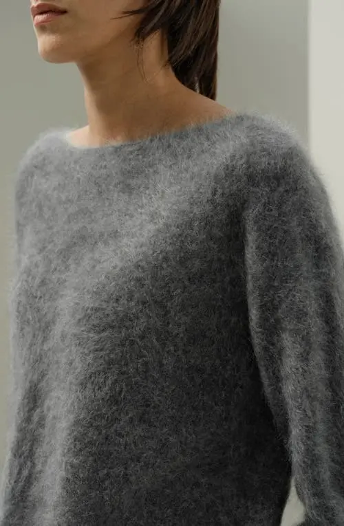 Lilysilk Boat-neck Brushed Cashmere Sweater - Thunder