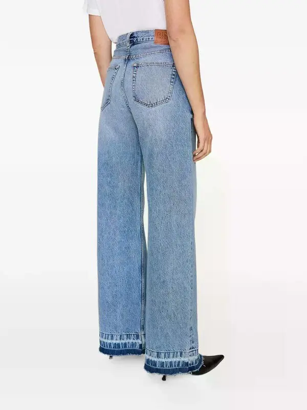 ANINE BING Lewis Frayed Wide-leg Jeans - Blue