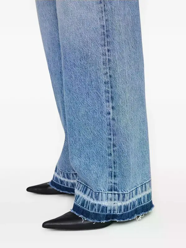ANINE BING Lewis Frayed Wide-leg Jeans - Blue