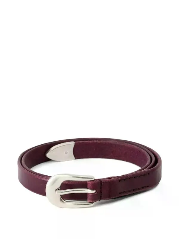 Our Legacy Leather Belt With Silver-tone Buckle - Purple