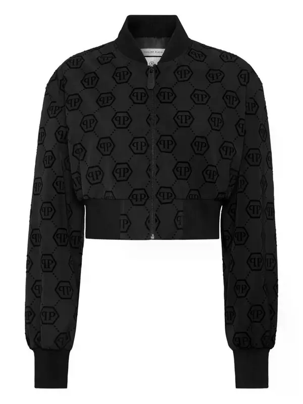 Philipp Plein Monogram Flocked Bomber Jacket