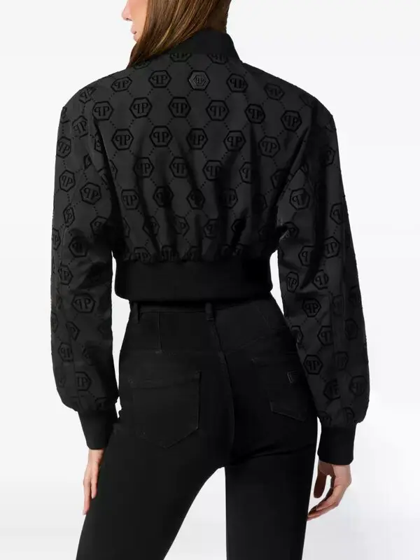 Philipp Plein Monogram Flocked Bomber Jacket
