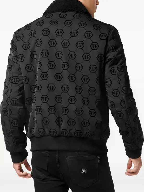 Philipp Plein Monogram Shearling-collar Bomber Jacket