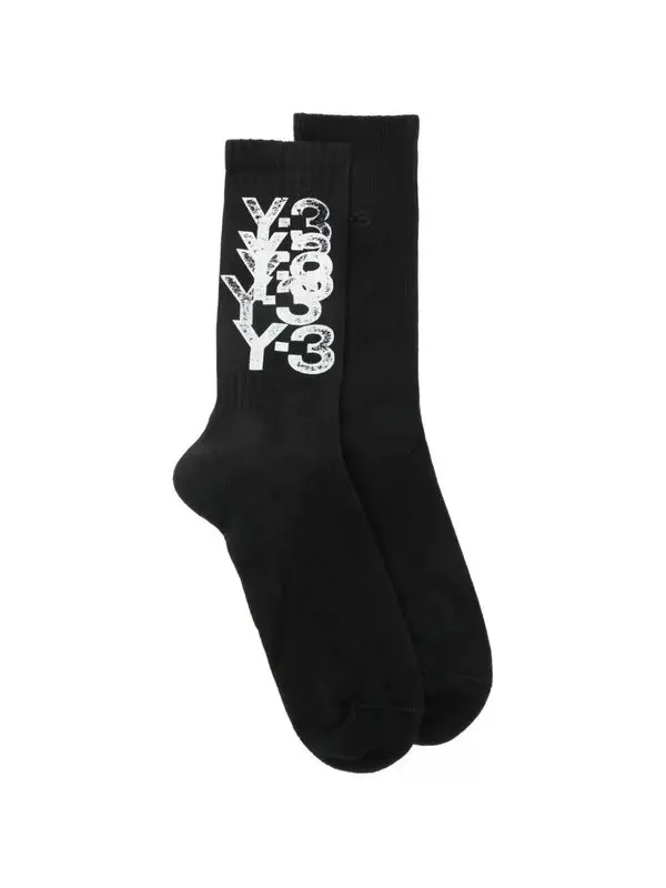 Y3 Logo-detail Socks - Black