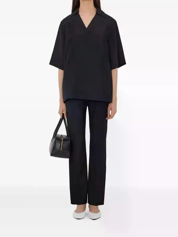 Loulou De Saison Ermo Open-neck Top - Black