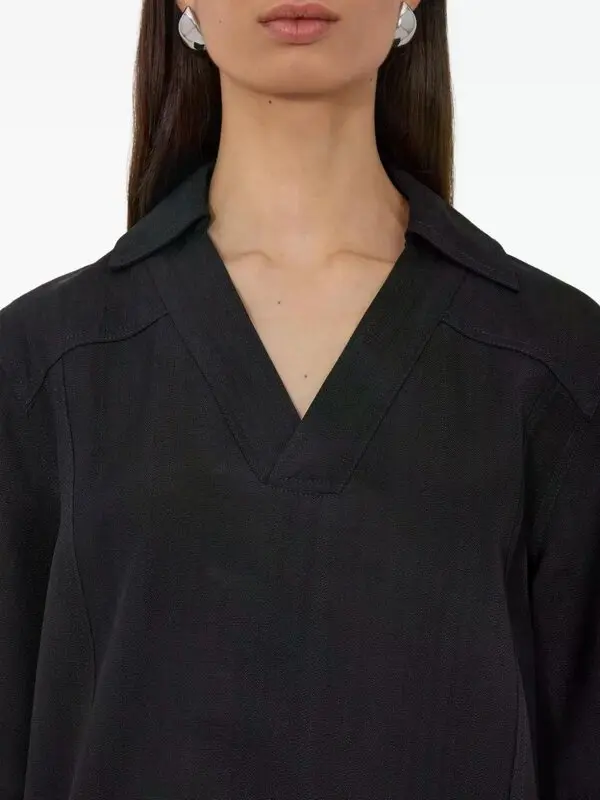 Loulou De Saison Ermo Open-neck Top - Black