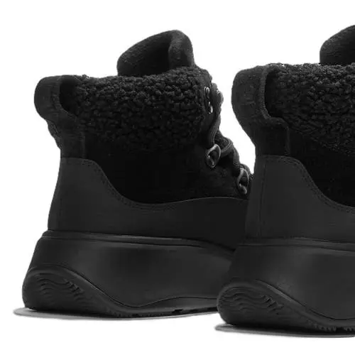 Fitflop F-mode Teddy Collar Booties - All Black