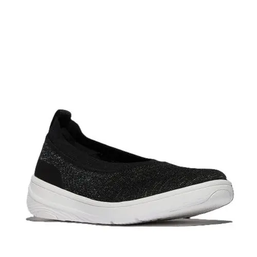 Fitflop Super Q Knit Ballet Flats - Black/silvereen