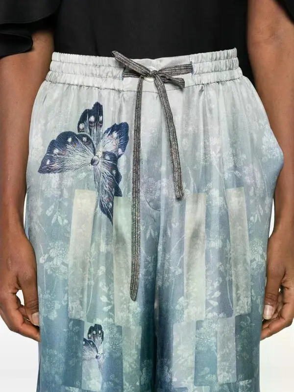 PIERRE-LOUIS MASCIA Butterfly-print Palazzo Pants - Blue
