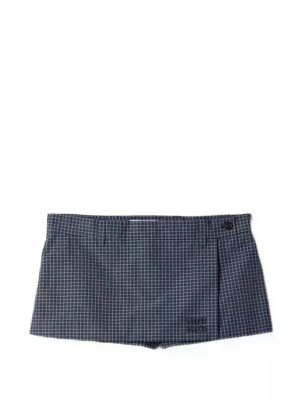 Miu Miu Check-pattern Mini Skort - Grey