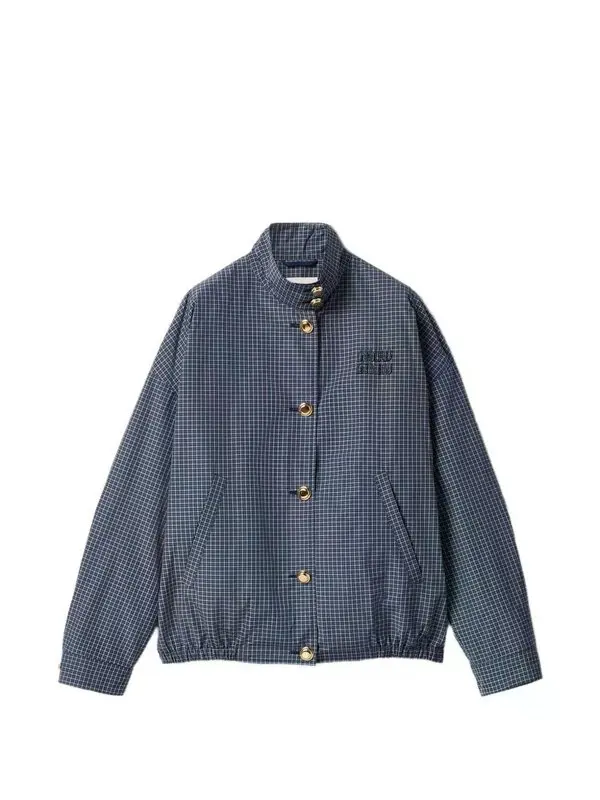 Miu Miu Oversized Check-pattern Jacket - Blue