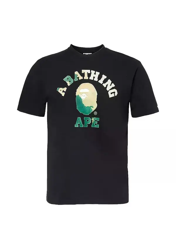 A BATHING APE Tie Dye College T-shirt - Black