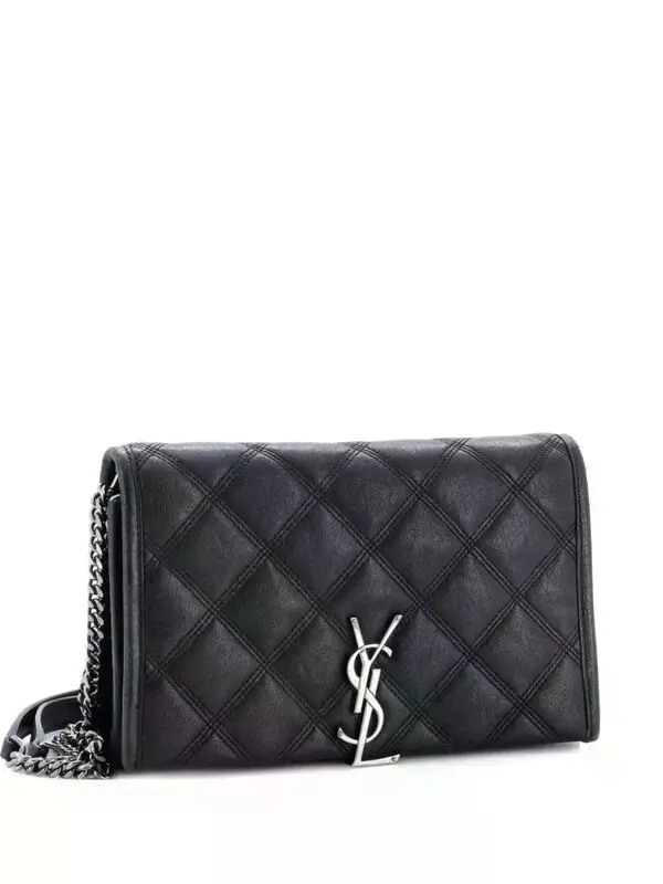 Saint Laurent Becky Chain Wallet Quilted Leather Shoulder Bag - Black