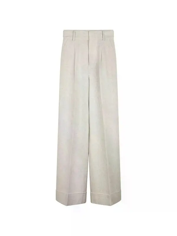 Alberta Ferretti Pleat-detail Palazzo Pants - Neutrals