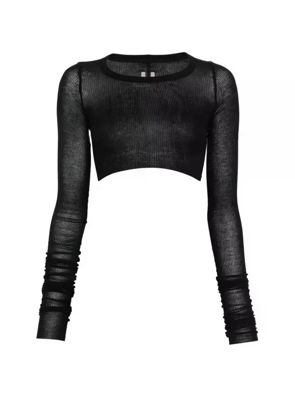 Rick Owens Long-sleeve Crop Top - Black