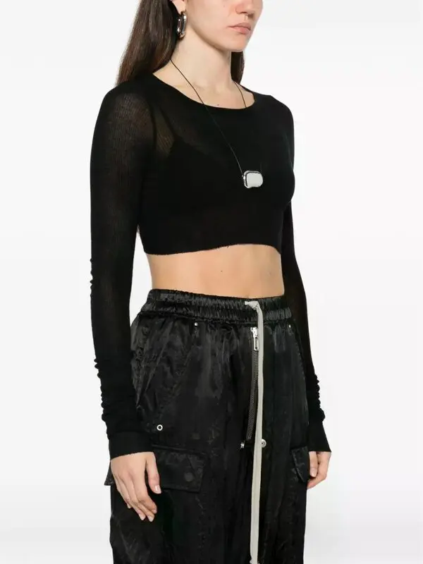 Rick Owens Long-sleeve Crop Top - Black