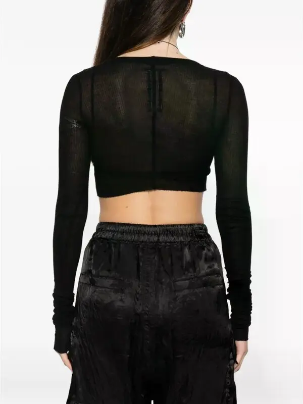 Rick Owens Long-sleeve Crop Top - Black