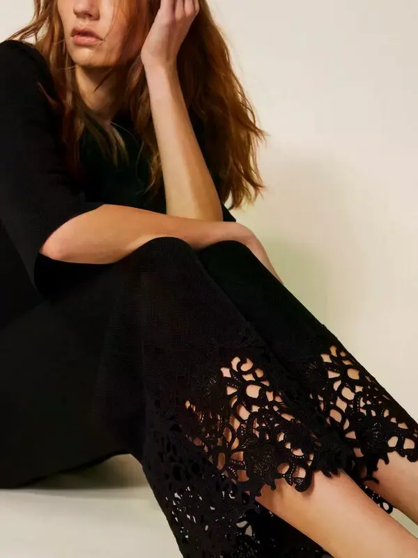 TWINSET Lace-hem Straight Trousers