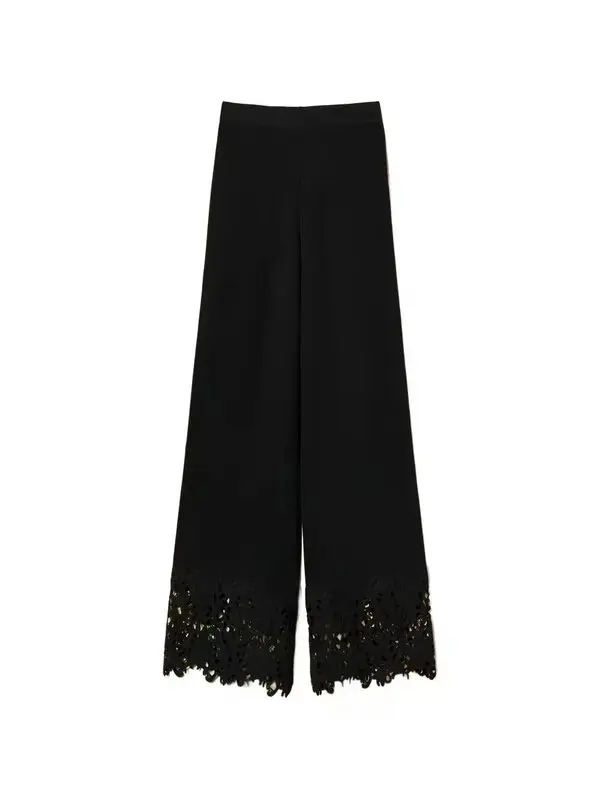 TWINSET Lace-hem Straight Trousers - Black