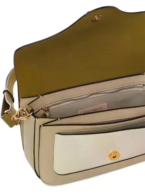 COCCINELLE Leather Flap Shoulder Bag With Charm Detail - Green