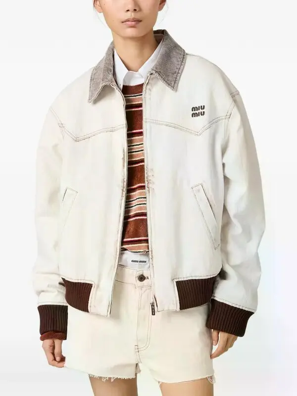 Miu Miu Oversized Zip-up Jacket - White